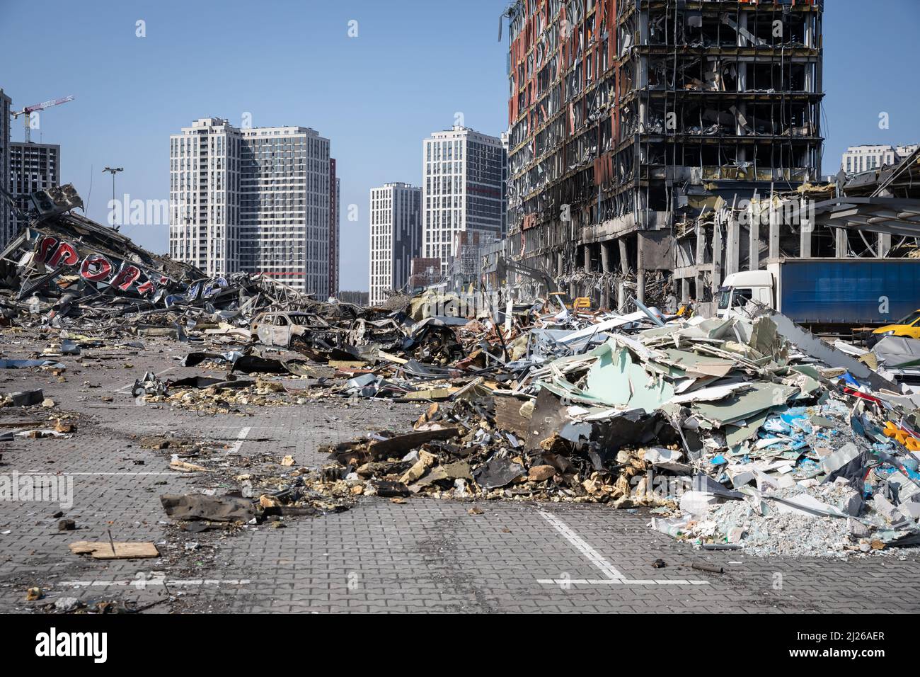 After a massive shelling of one of the city districts in Kiev on March ...