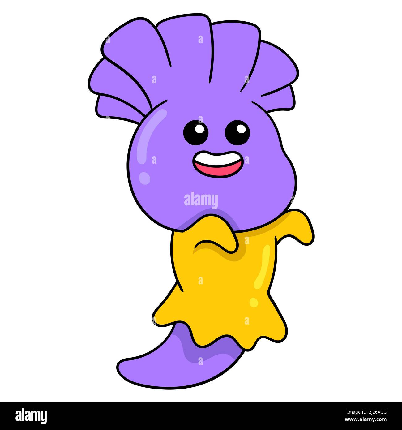 cute monster with funny face is playing ghost Stock Vector Image & Art ...