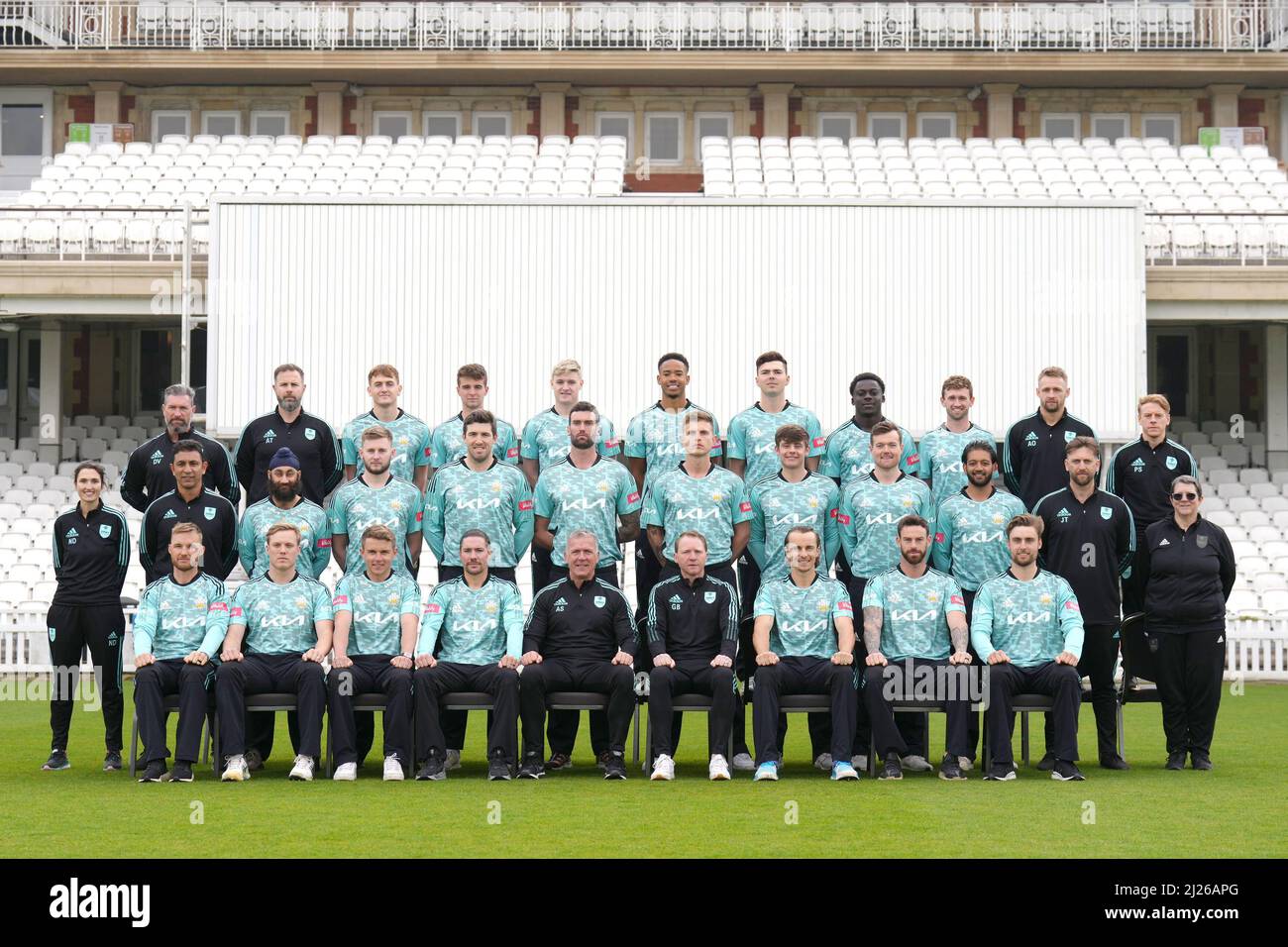 The Surrey squad pose for a team photograph during a photocall at the ...