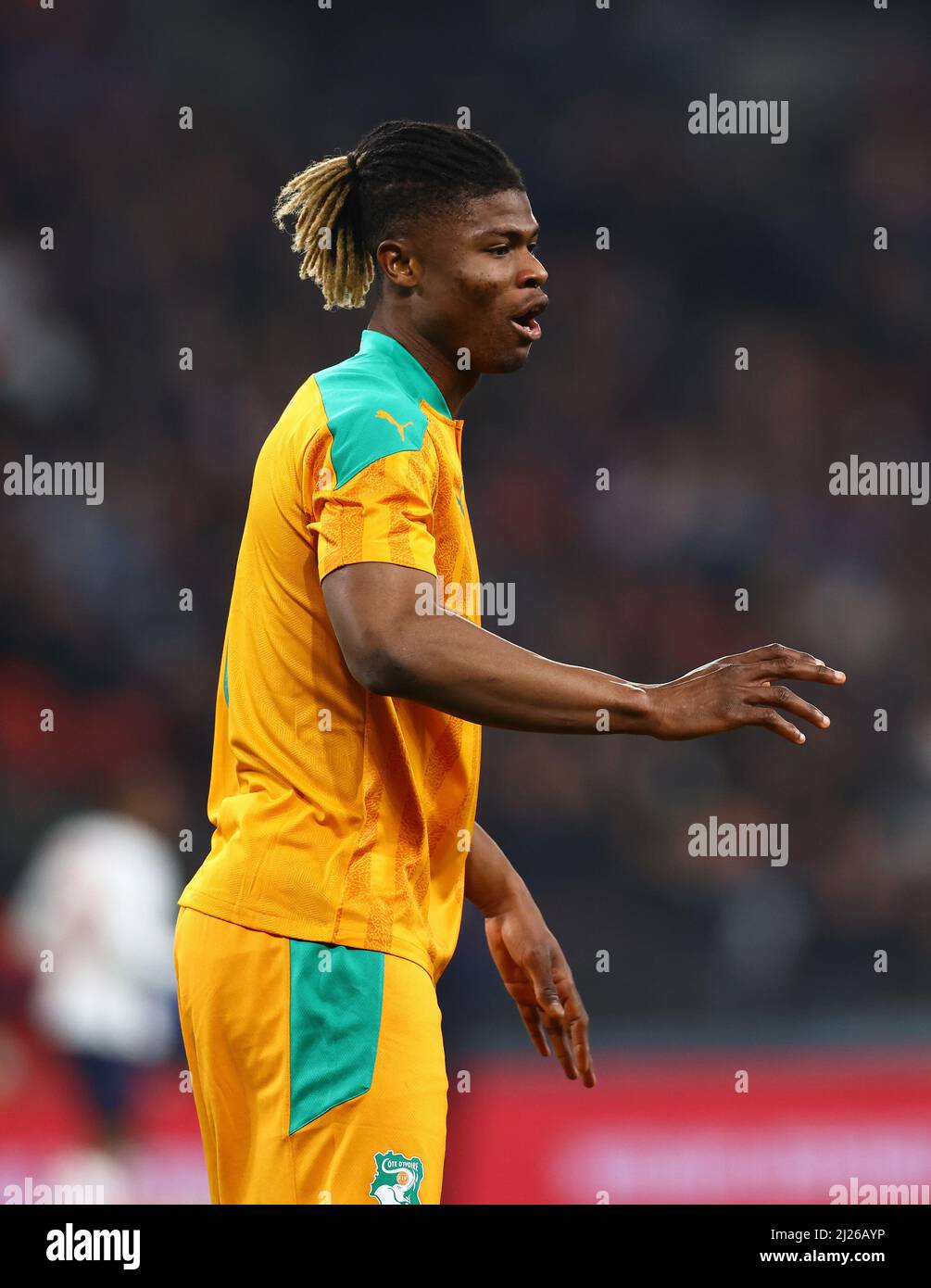 London, UK. 29th Mar, 2022. Emmanuel Agbadou of Ivory Coast during the ...