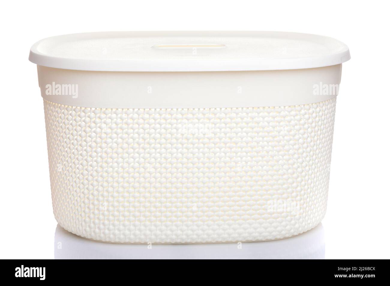 white plastic texture dirty laundry container with lid on white ...