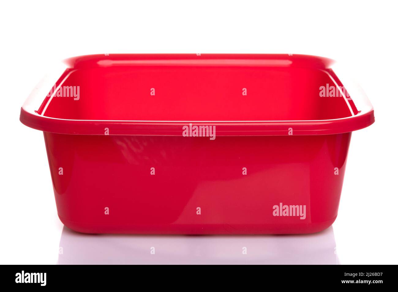 square plastic red empty basin on a white isolated background Stock ...