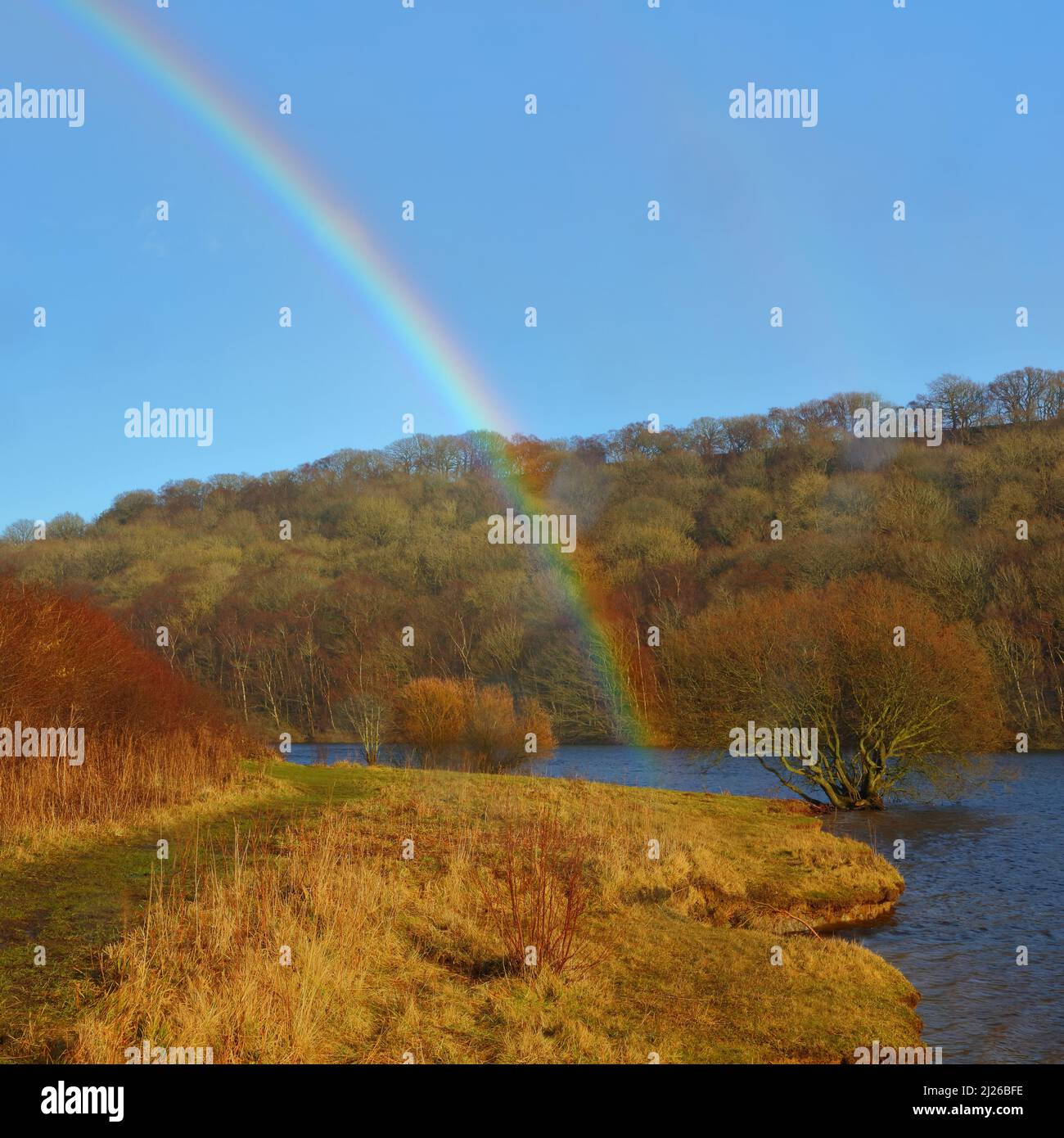 Rainbow on the banks of Tunstall Reservoir, Weardale, County Durham ...