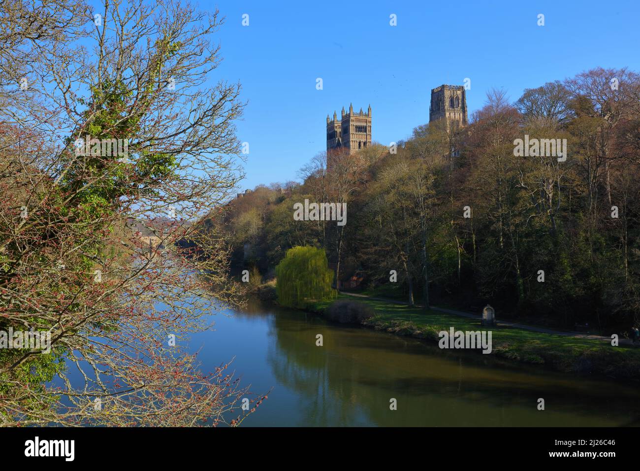 Durham Cathedral and the River Wear on a Sunny Spring Morning. County ...