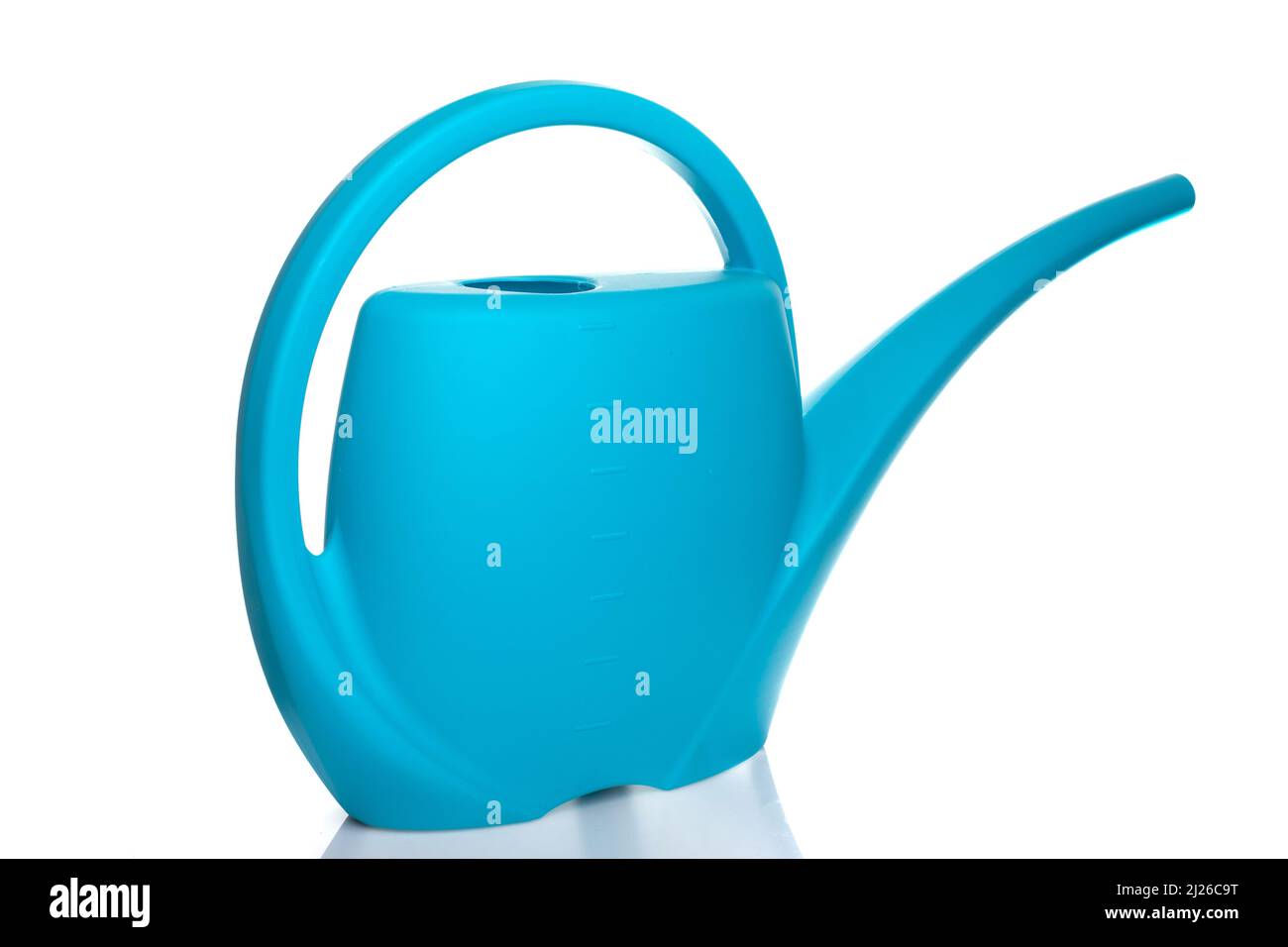 plastic watering can of blue color on a white isolated background Stock ...