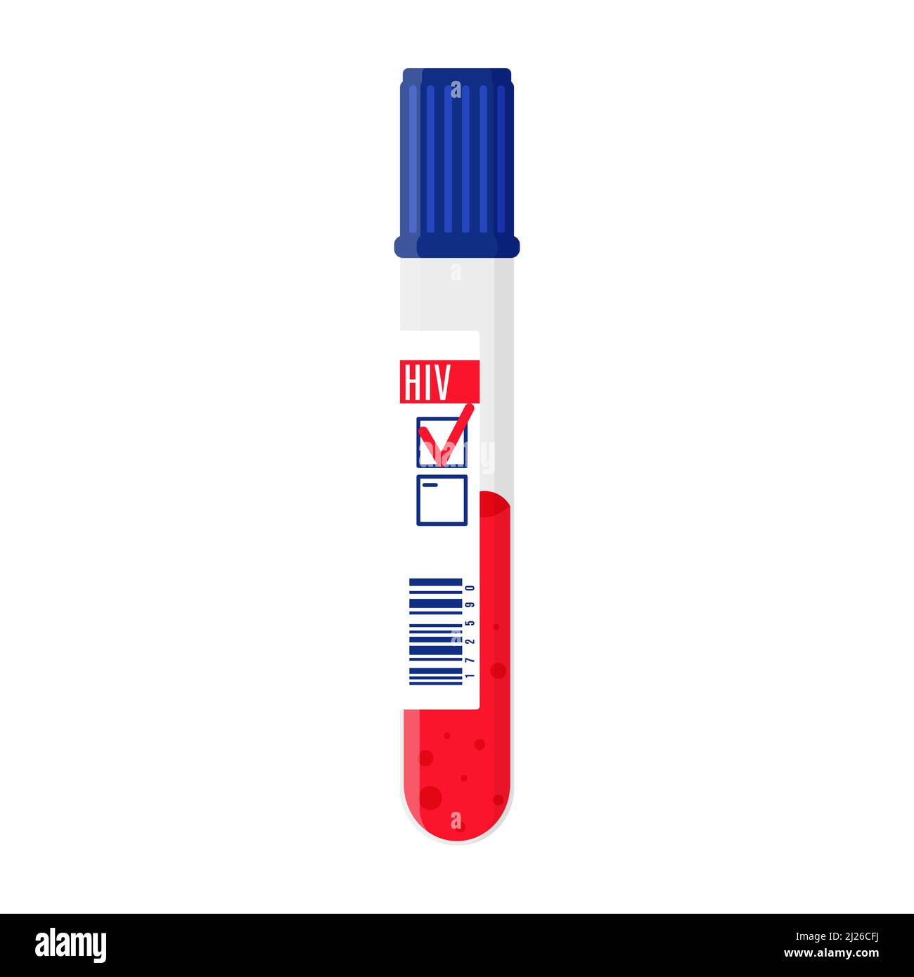 Vector cartoon positive test tube with blood testing for HIV. December ...