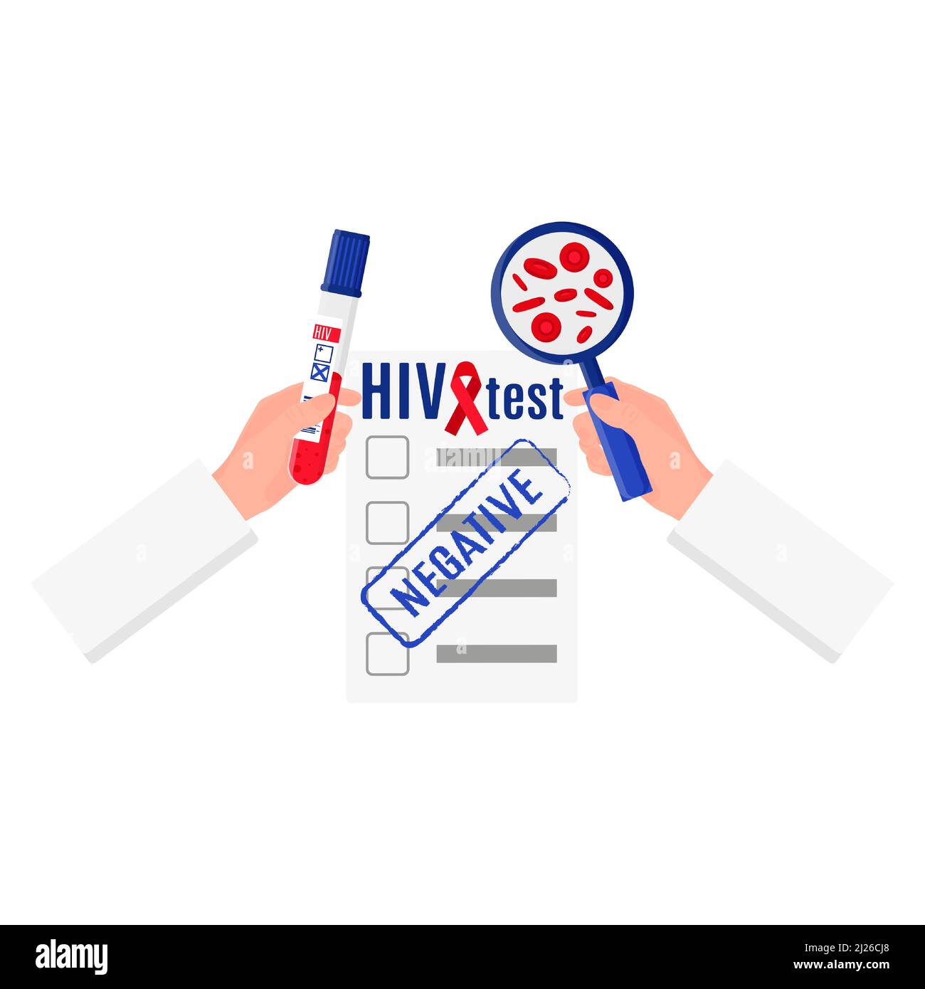 Vector blank with negative results or blood test for HIV. World AIDS ...