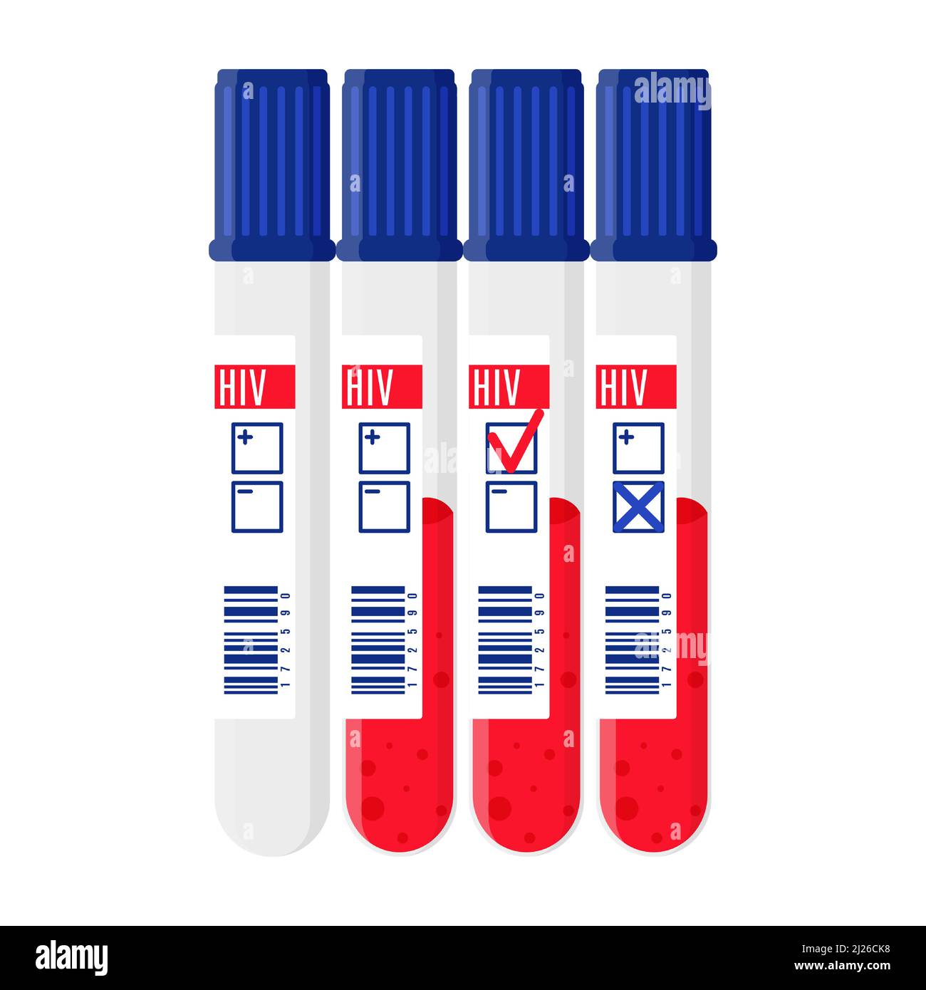Vector cartoon test tubes with blood testing for HIV. Empty tube ...