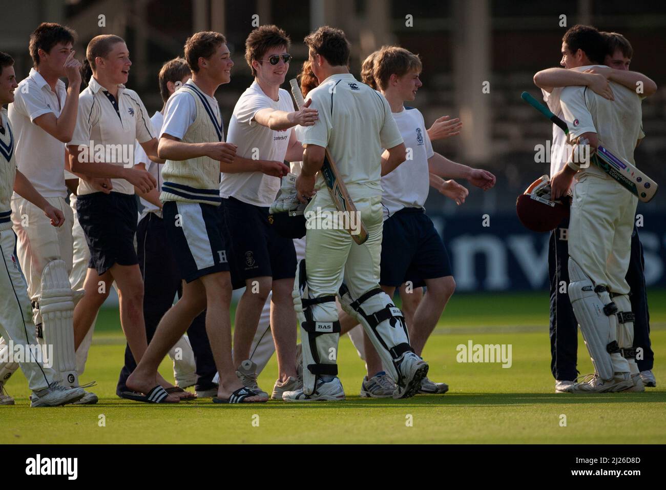 The Harrow team celebrate victory during the annual Eton v Harrow ...