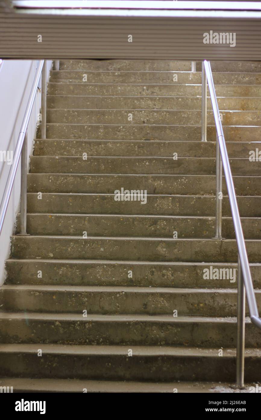 Typical inner city stairs leading up to the train platform Stock Photo ...