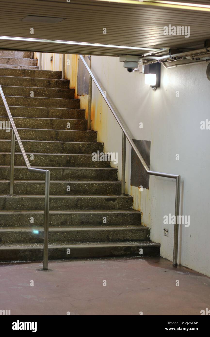Typical inner city stairs leading up to the train platform Stock Photo ...