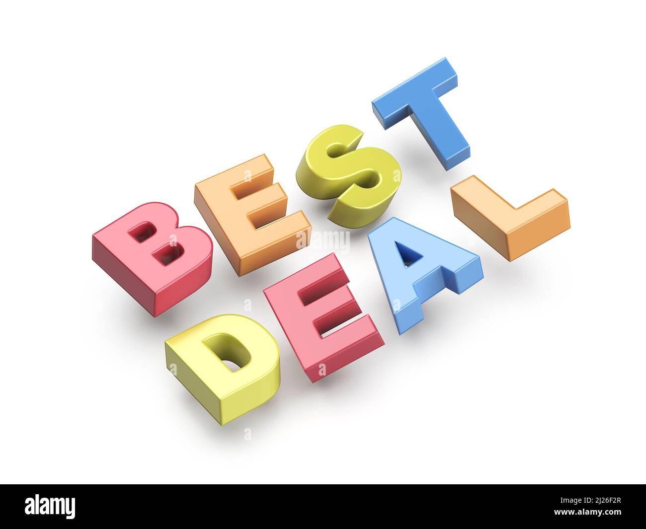 Best deal promo text with colorful letters on white background Stock ...