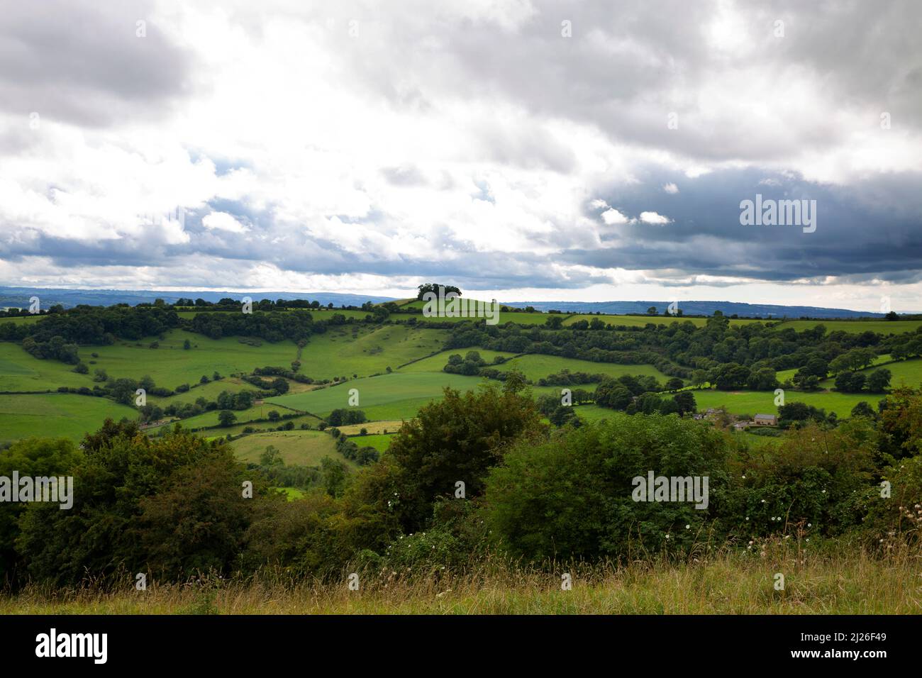 A view of Kelston Roundhill looking south from Lansdown, Bath, Somerset ...