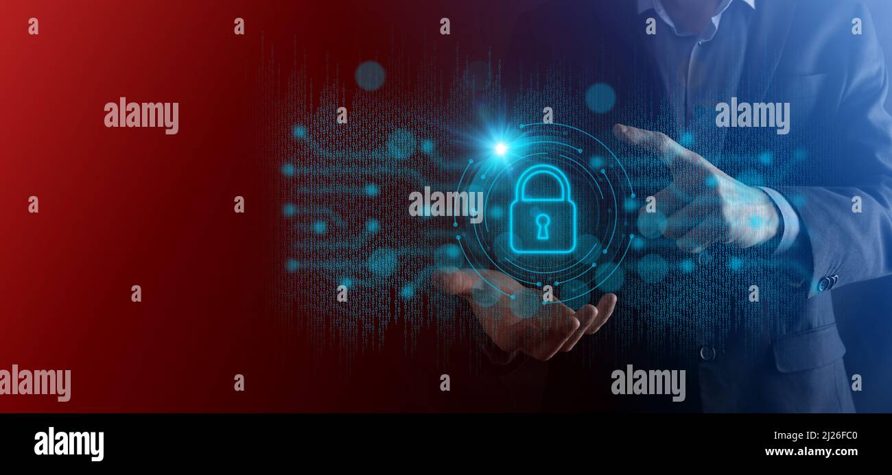 Cyber security network. Padlock icon and internet technology networking ...