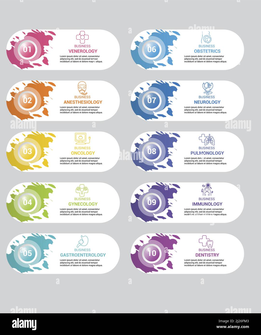 Infographic Medical icons vector illustration. 10 colored steps info ...