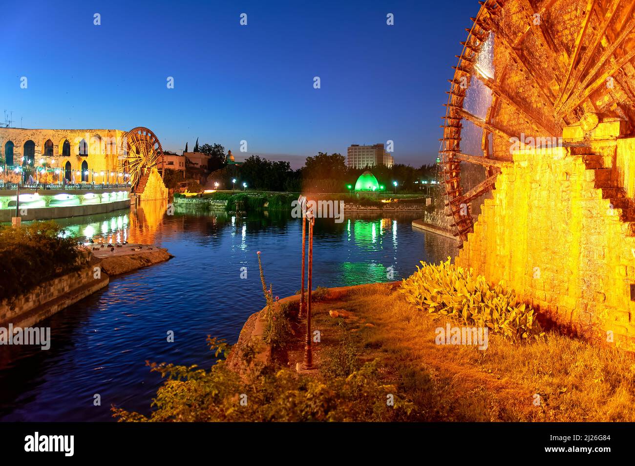 Syria. The Norias of Hama. Water wheels Stock Photo - Alamy