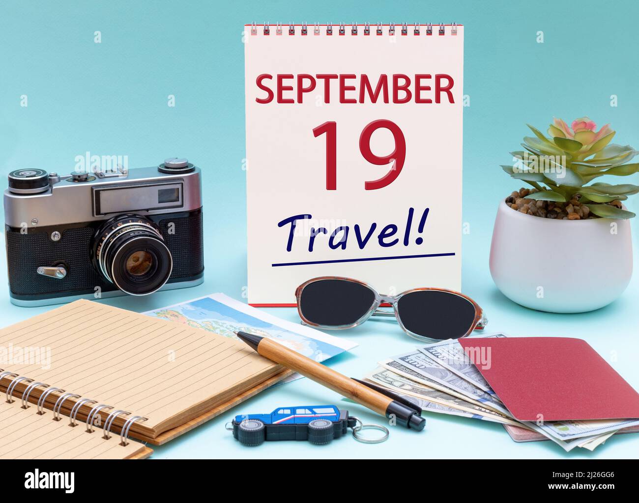 19th day of September. Travel planning, vacation trip - Calendar with ...