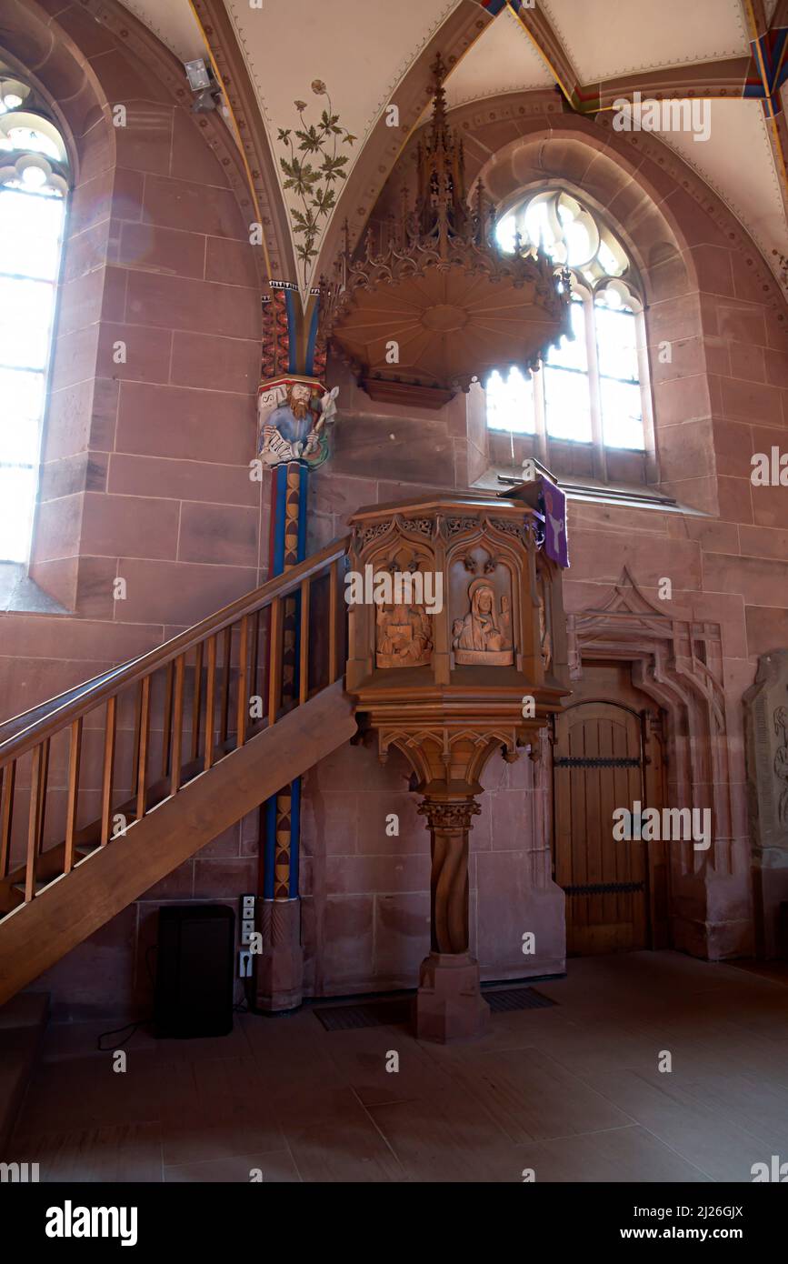 Pulpit inside Lady chapel. Monastery Ruins Hirsau, Calw, Germany. The ...