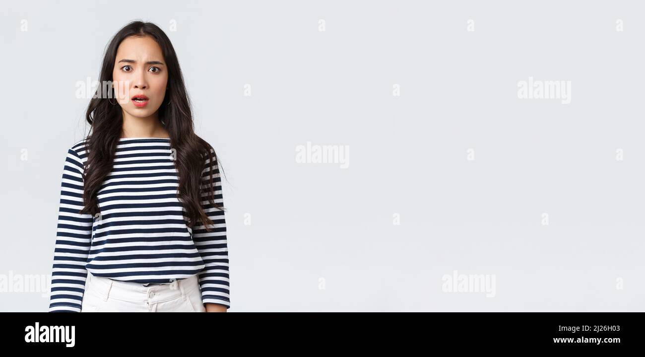 Lifestyle, people emotions and casual concept. Concerned and shocked ...