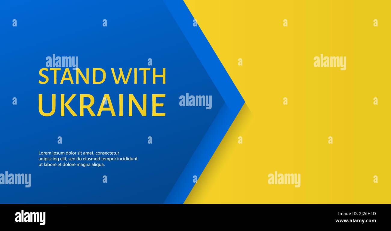 Stand with Ukraine. Vector banner with ukrainian flag colors to support ...