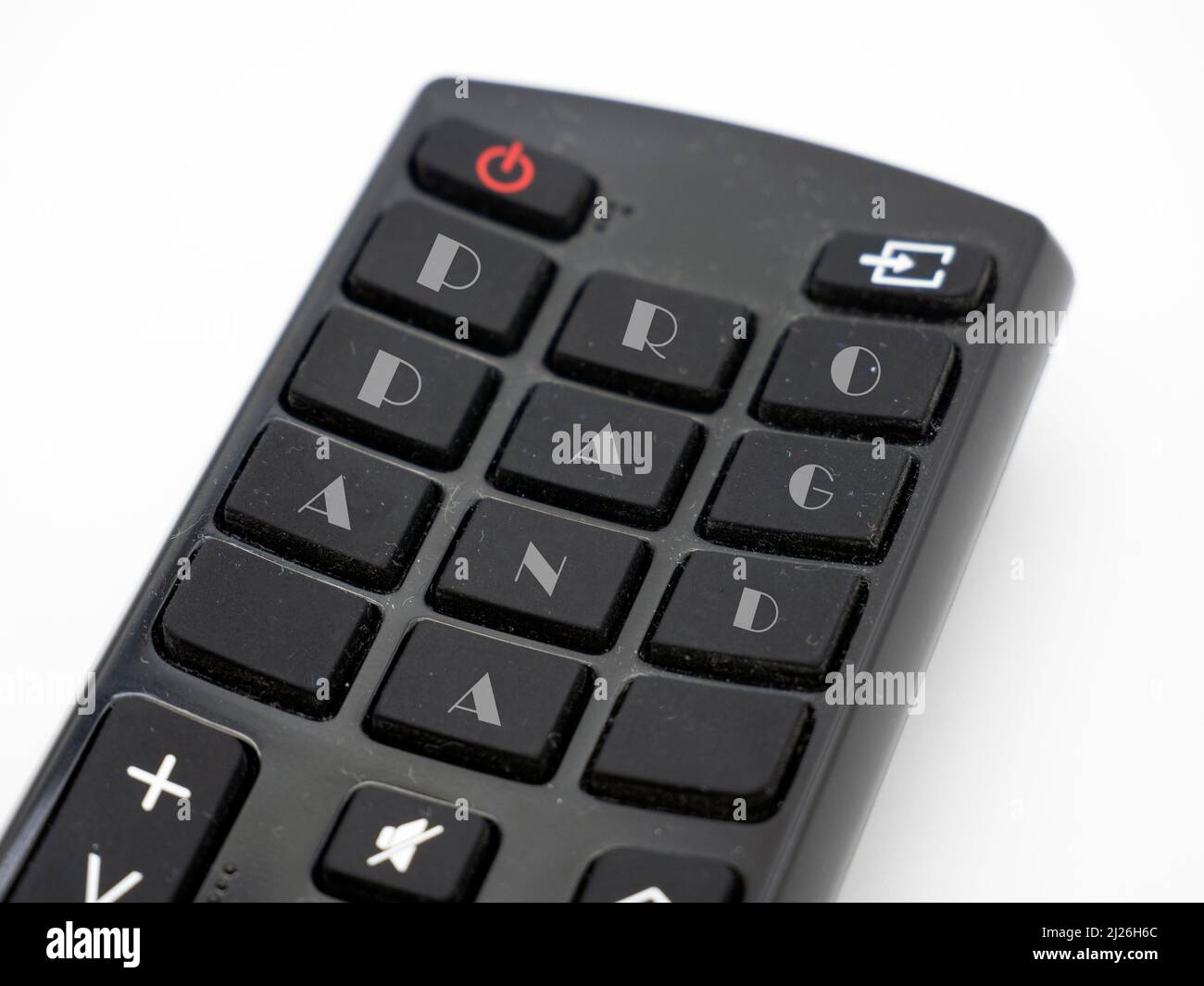 A black remote control isolated on a white background Stock Photo - Alamy