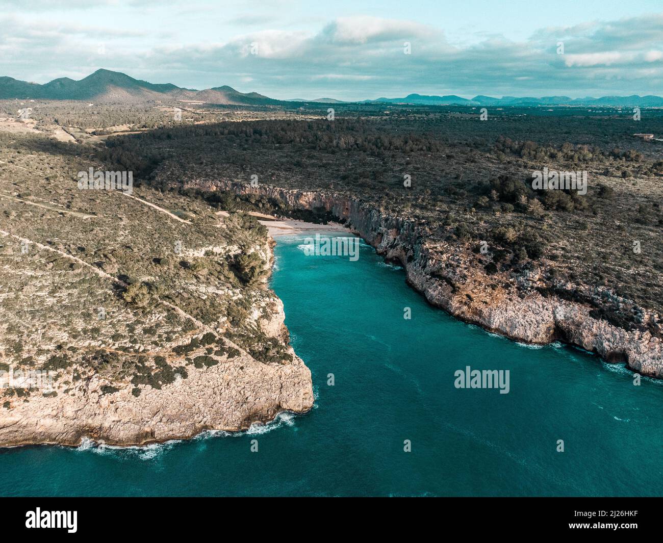 A scenic aerial view of geological formations at the seashore Stock ...
