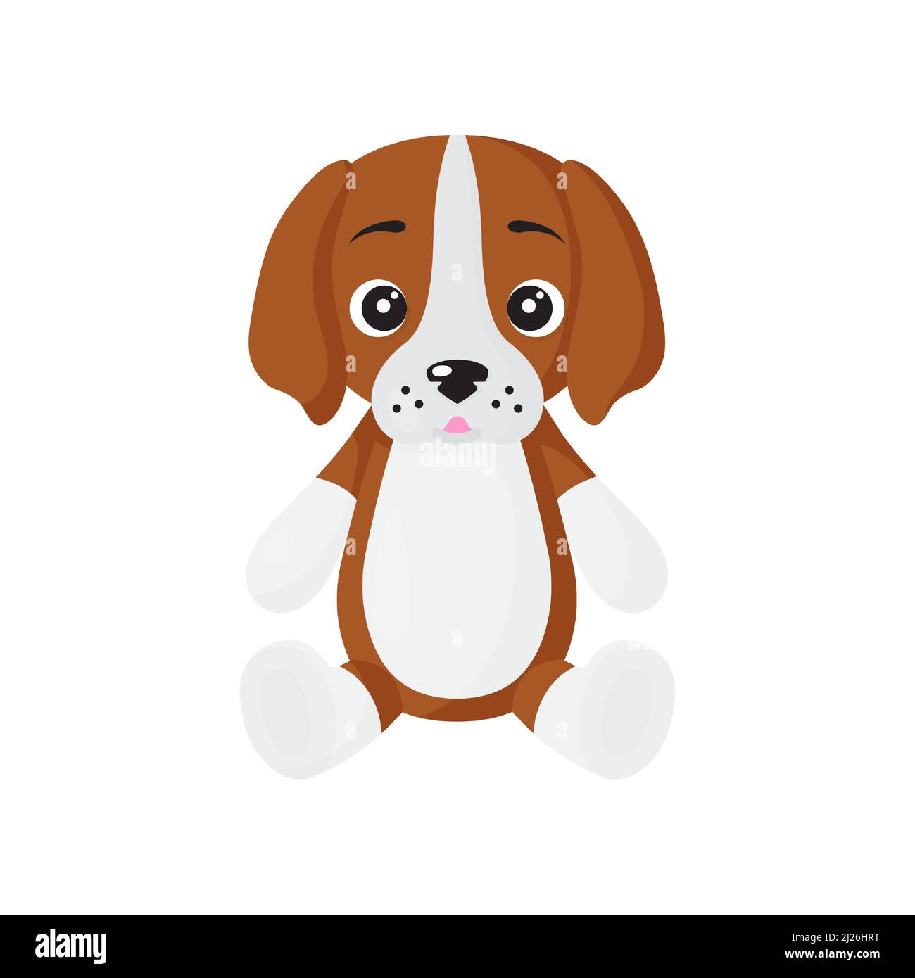Vector cartoon sitting dog of Beagle breed. Puppy, pets design element ...