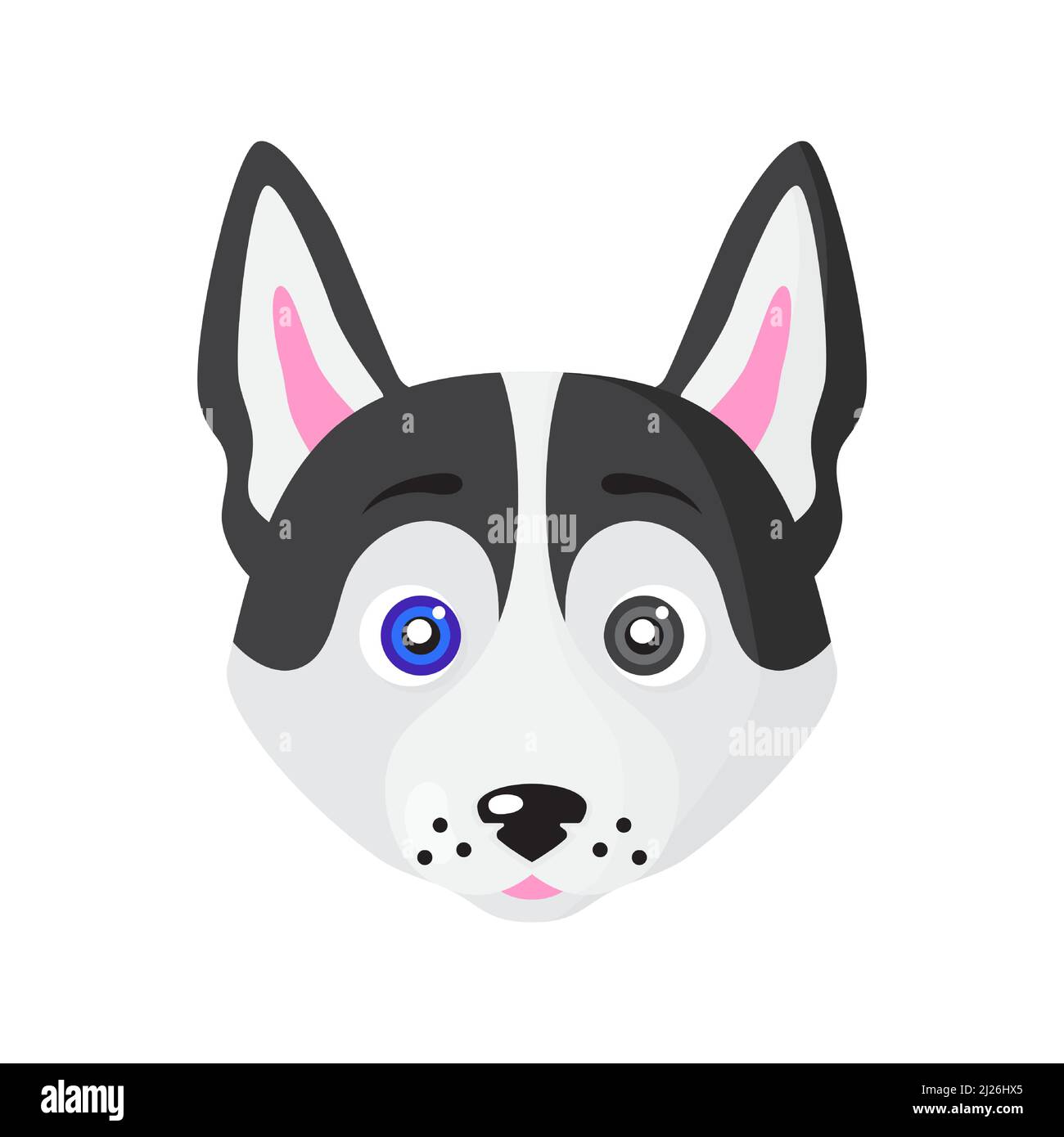 Vector cartoon dog face of Siberian Husky breed. Puppy, pets design ...