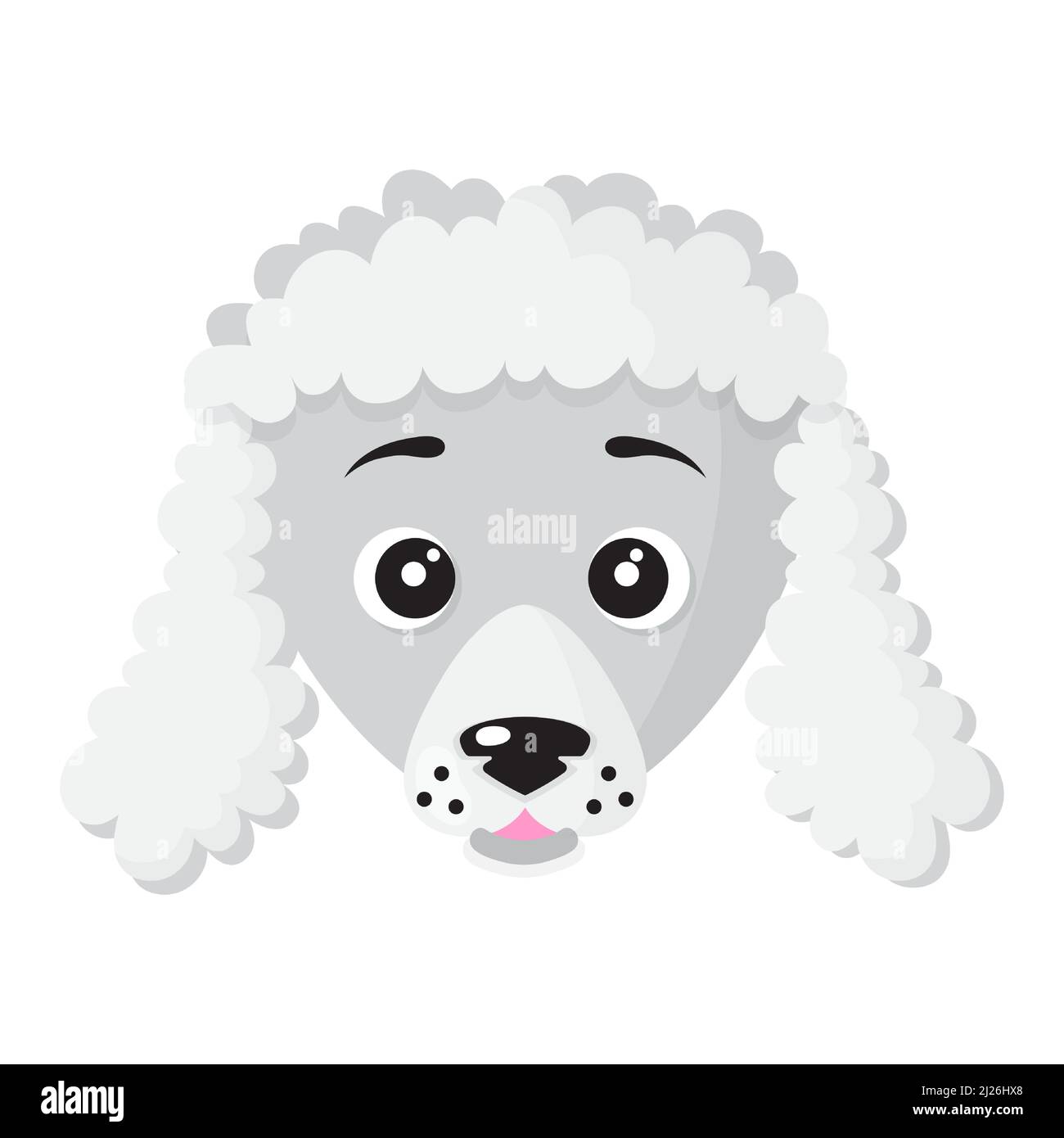 Vector cartoon dog face of Poodle breed. Puppy, pets design element ...
