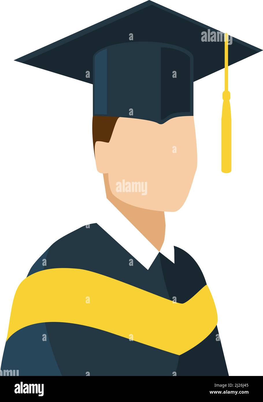 Graduate portrait. Young man in black gown and graduation hat Stock ...