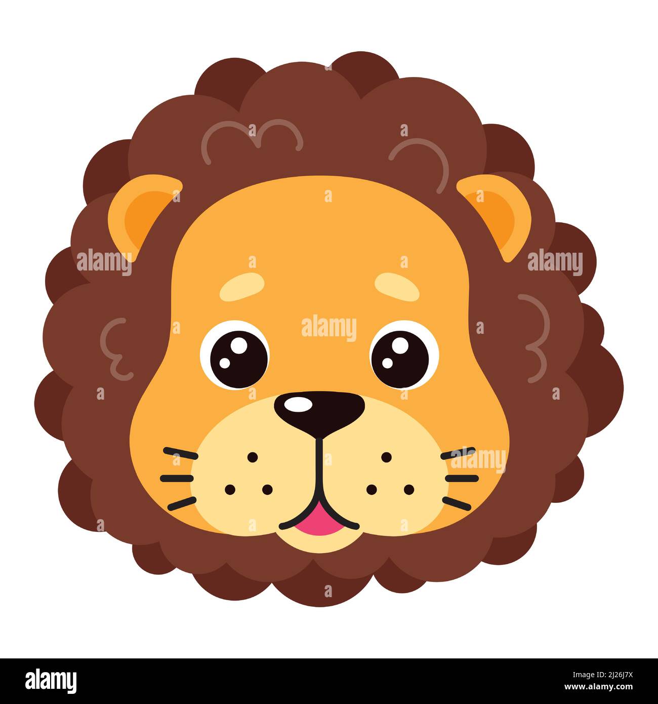 Cute little lion cub face. Wildlife Animal king. Vector cartoon ...
