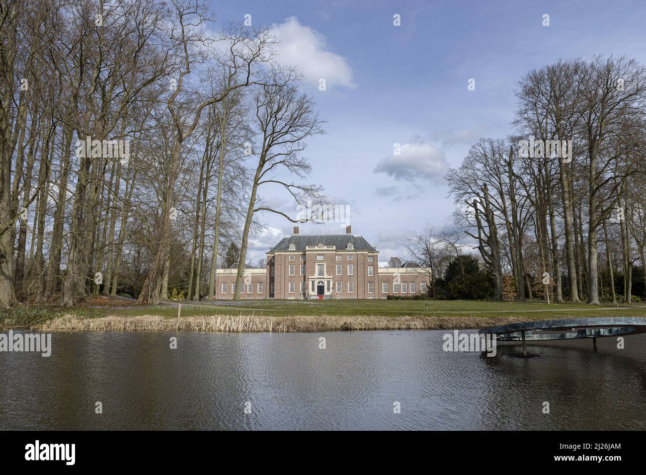 Painterly Dutch landscape with exterior facade of Slot Zeist castle ...