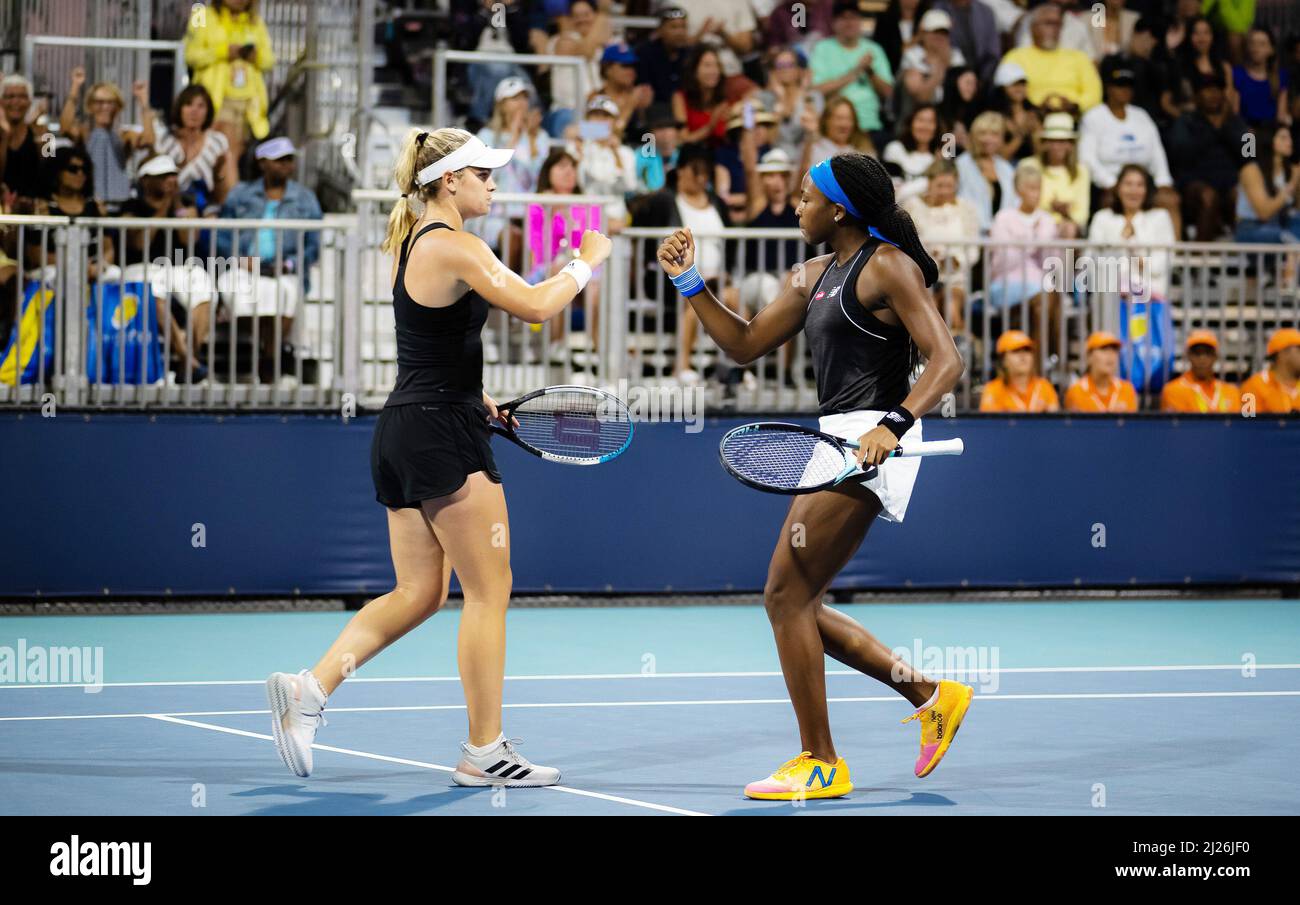 Miami, USA - March 28, 2022 Cori Gauff of the United States & Catherine ...