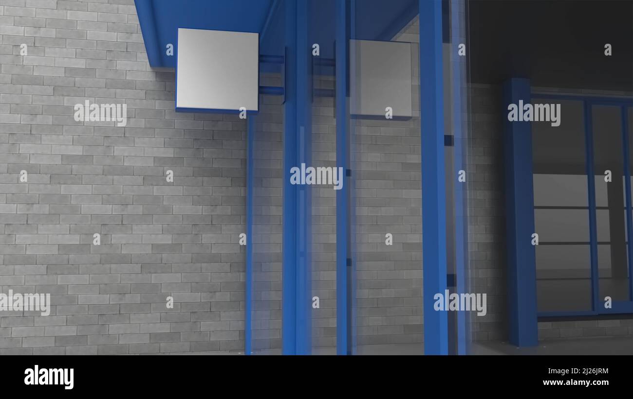 logo mockup blue shop illustration 3d rendering Stock Photo - Alamy