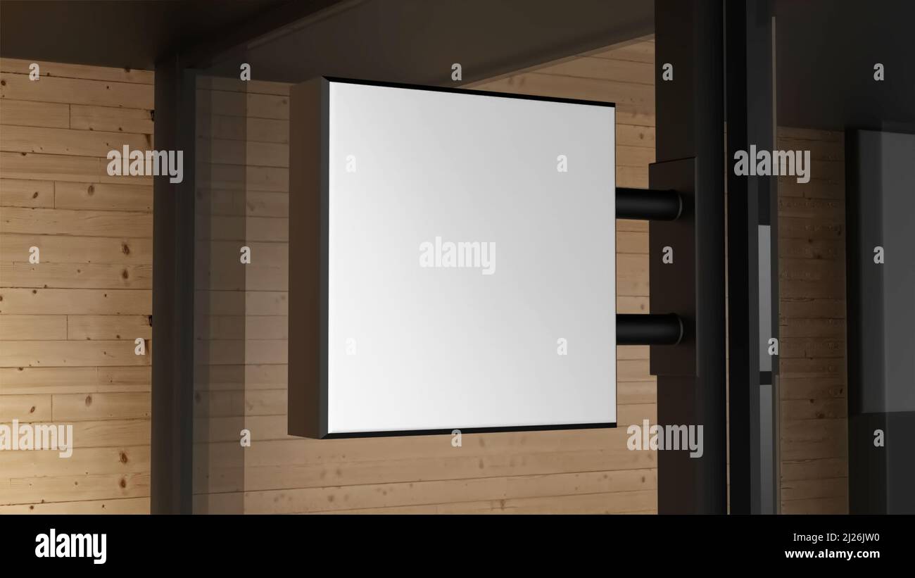 black logo sign billboard mockup coffee shop in white space 3d ...