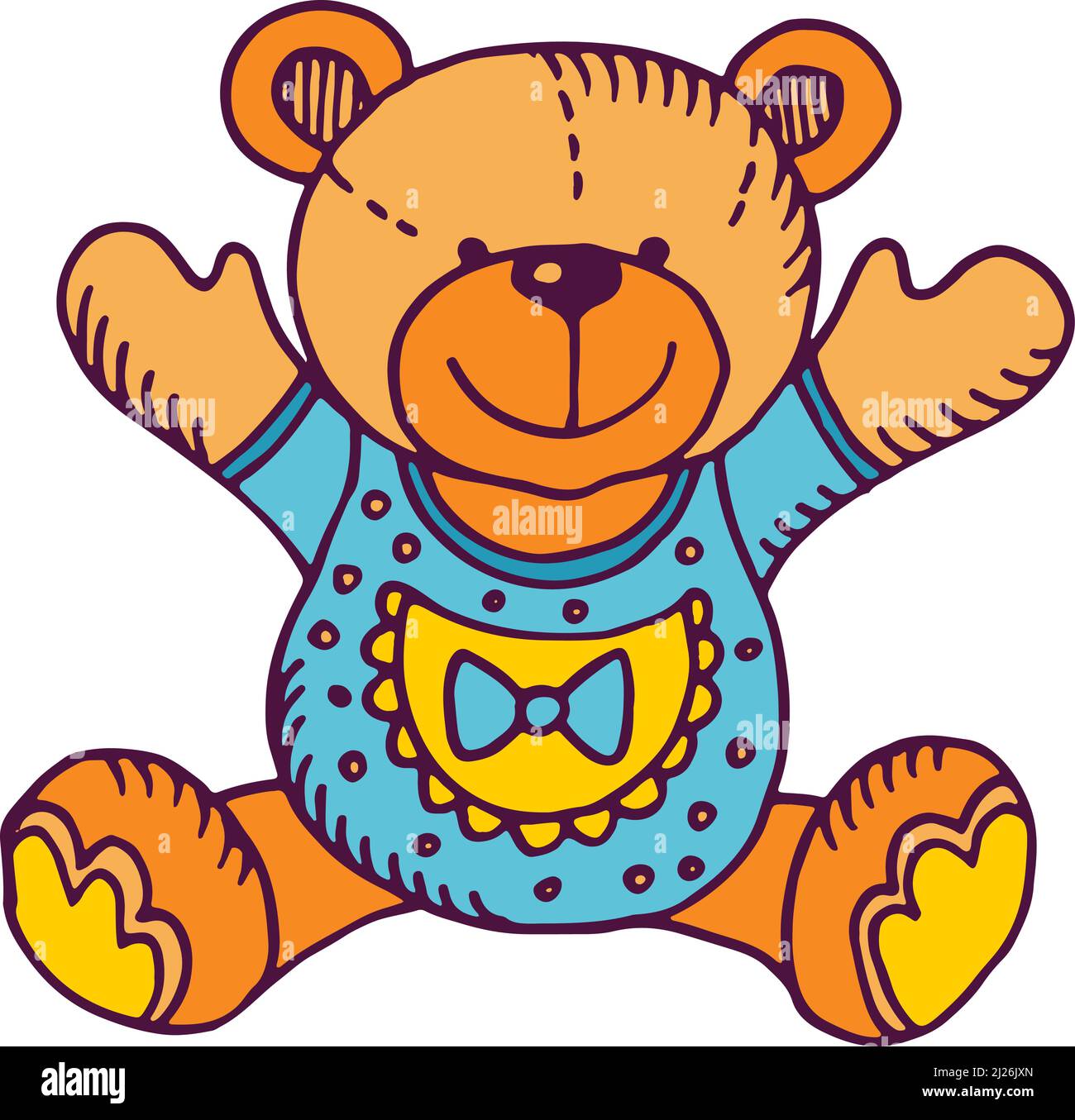 Teddy bear in hand drawn style. Classic soft toy Stock Vector Image ...