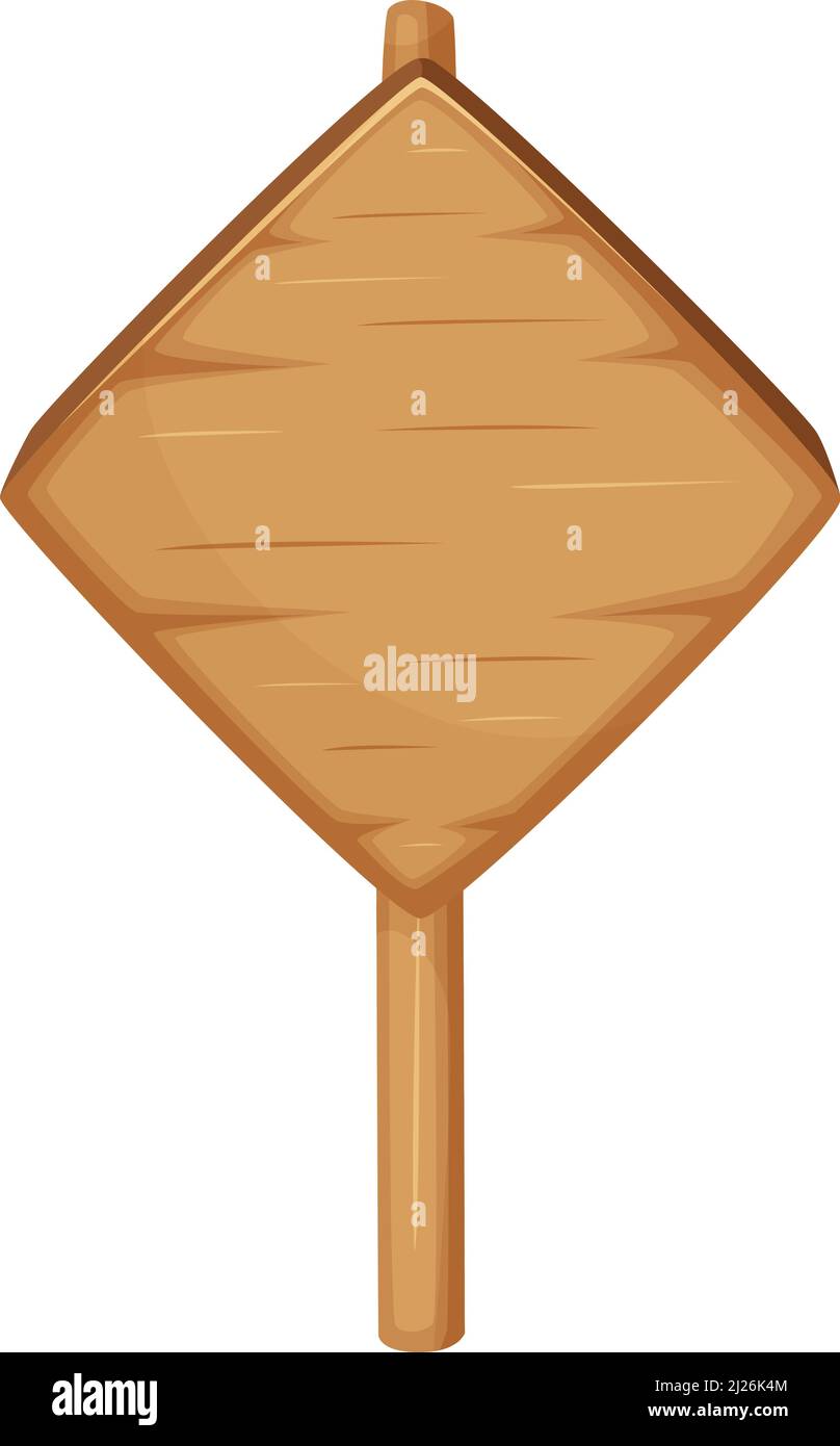 Wooden road sign. Cartoon blank plywood signboard Stock Vector Image ...