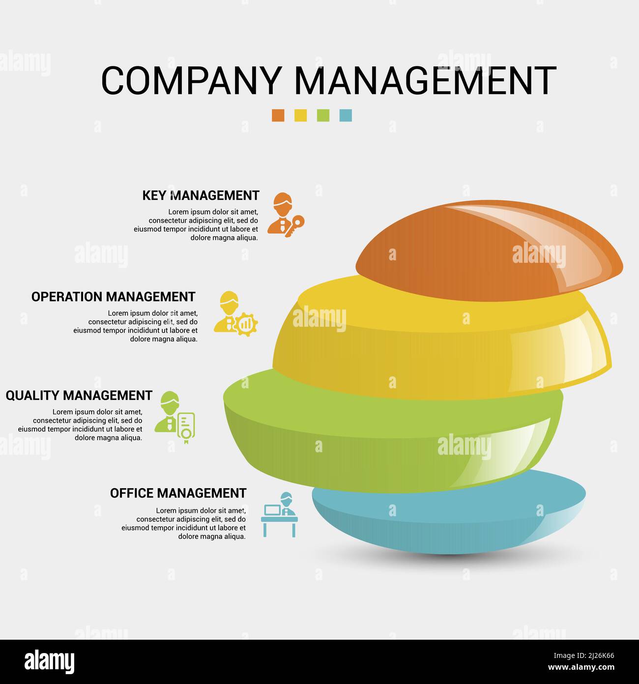 Infographic Company Management icons vector illustration. 4 colored ...
