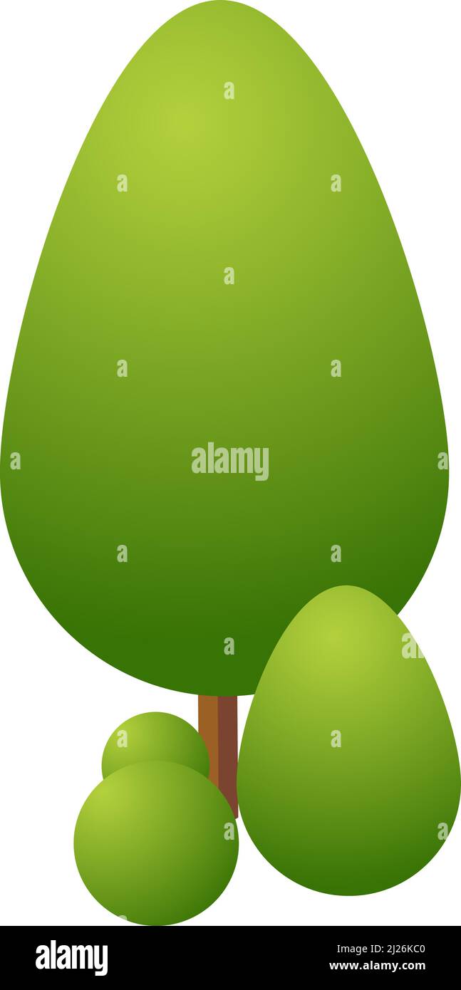 Isometric tree and bushes. Street greenery. Park plant Stock Vector ...