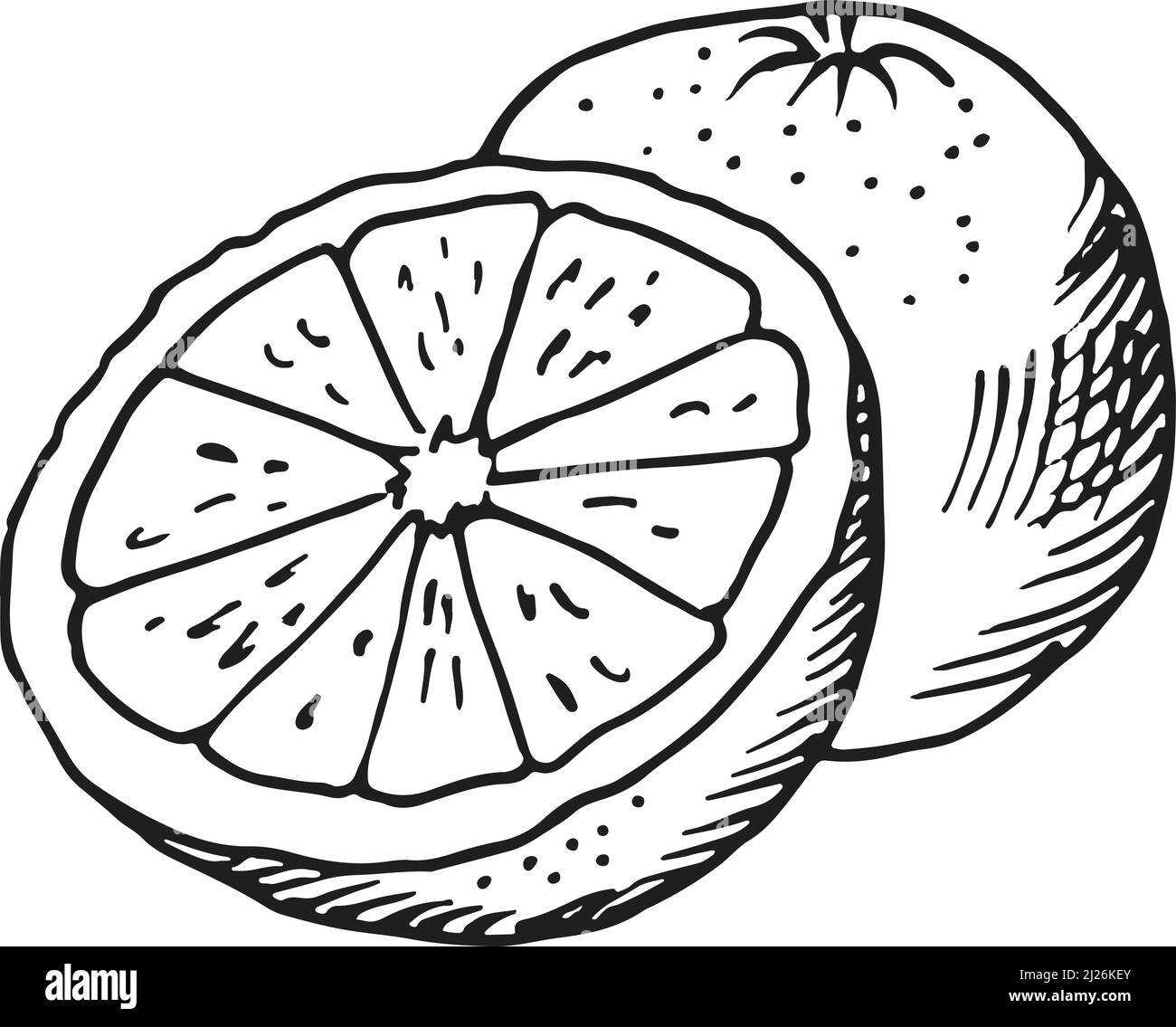 Orange cut in half with orange Cut Out Stock Images & Pictures - Alamy