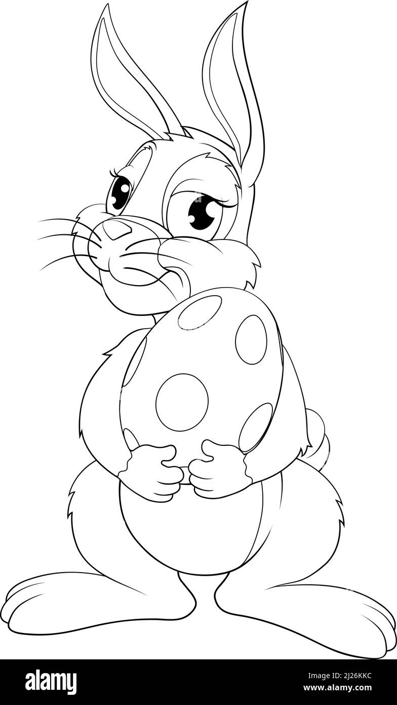 Easter Bunny Cartoon Rabbit With Giant Egg Stock Vector Image & Art - Alamy