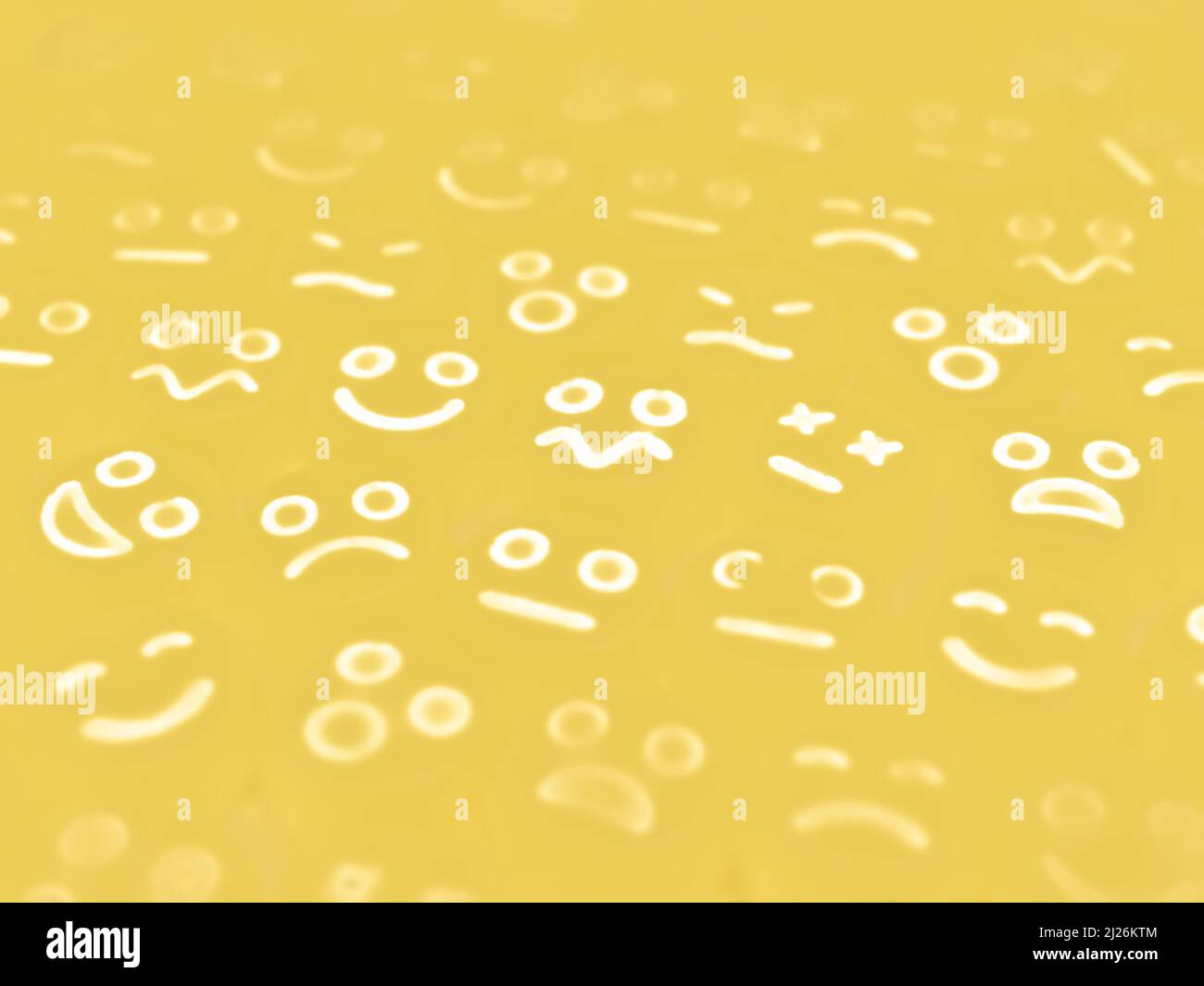 An illustration of a yellow background with different facial emotions ...