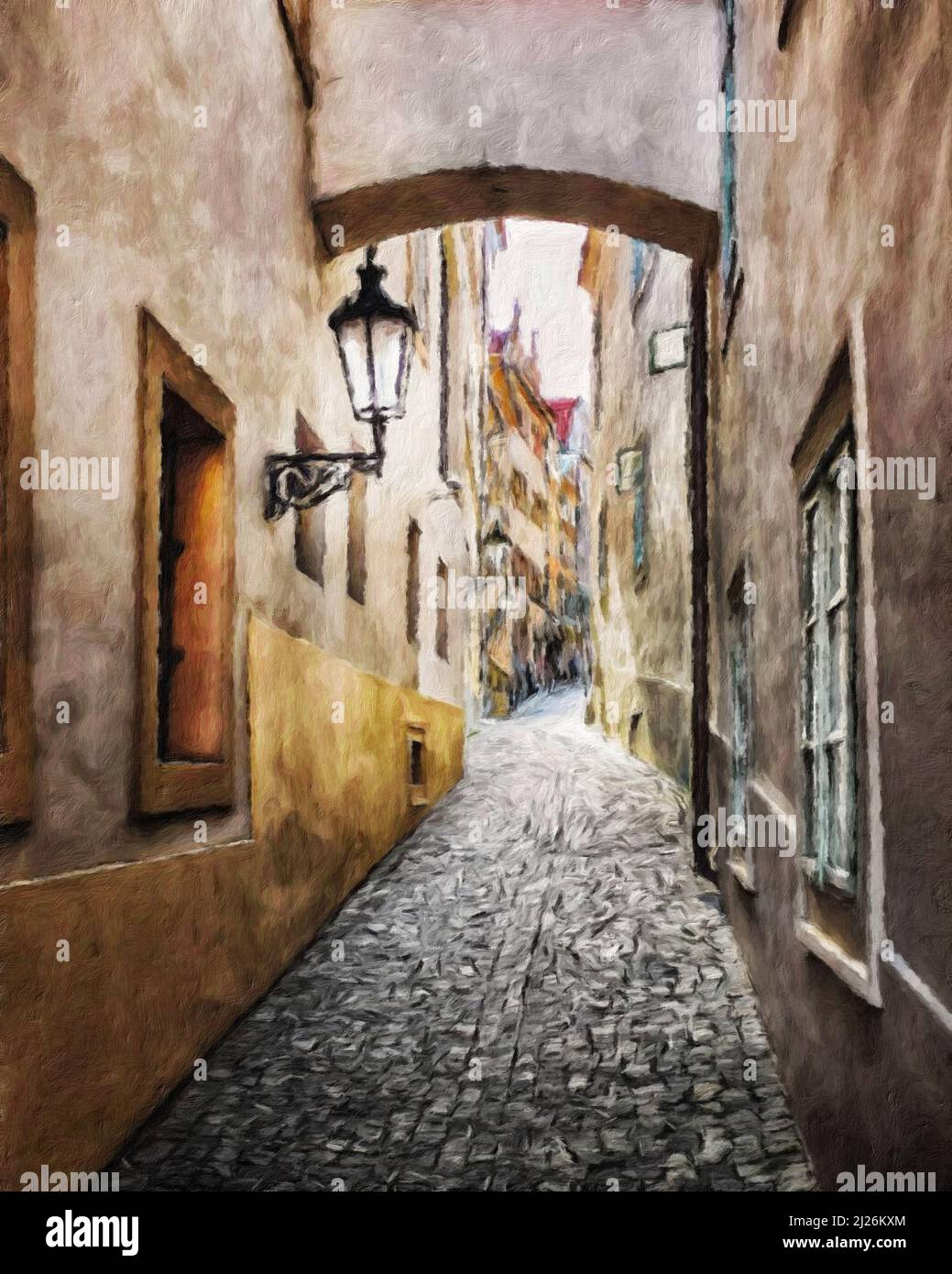 Digital painting modern artistic artwork, Prague Czechia, drawing in ...