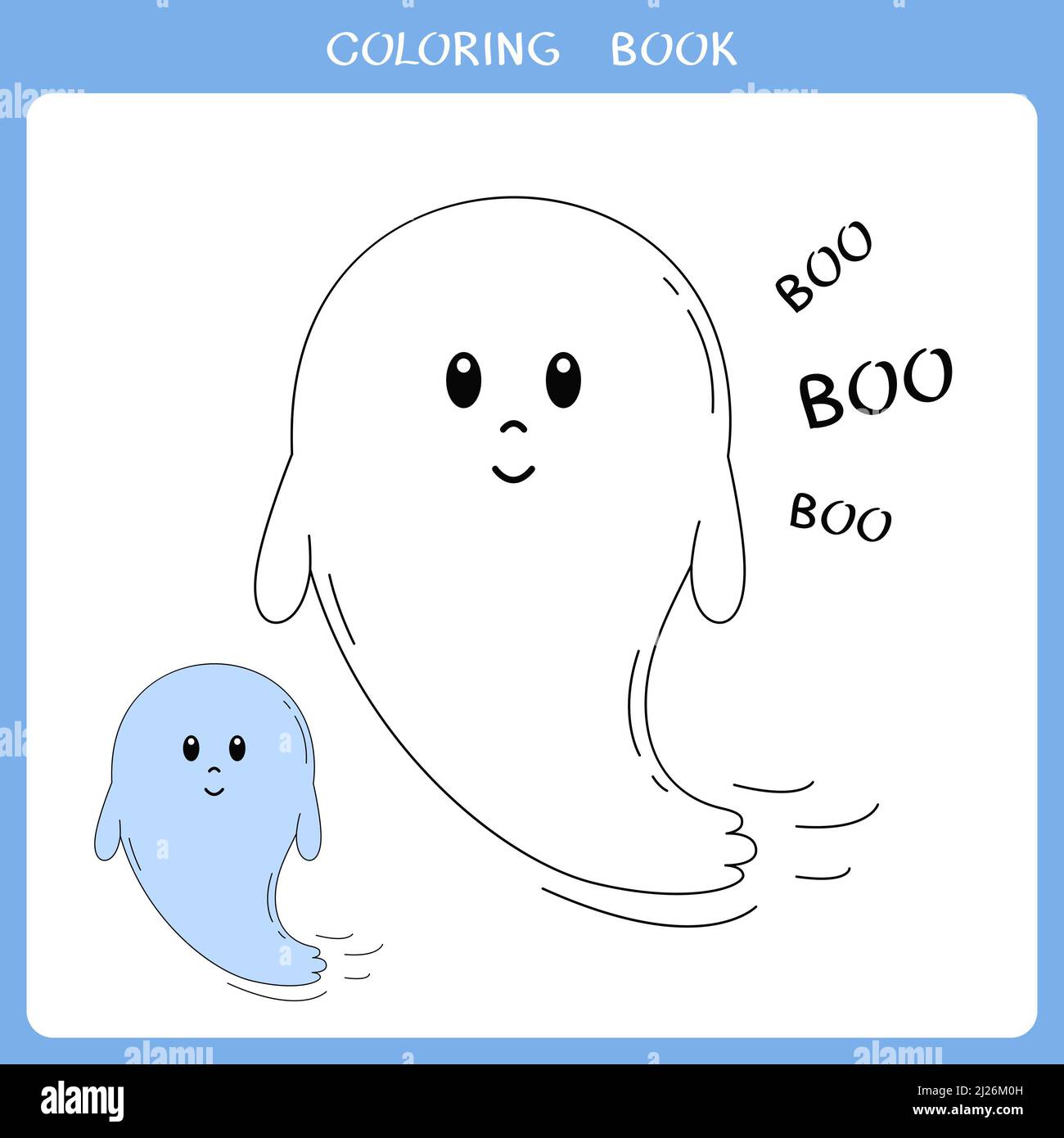 Cute ghost for coloring book Stock Photo - Alamy