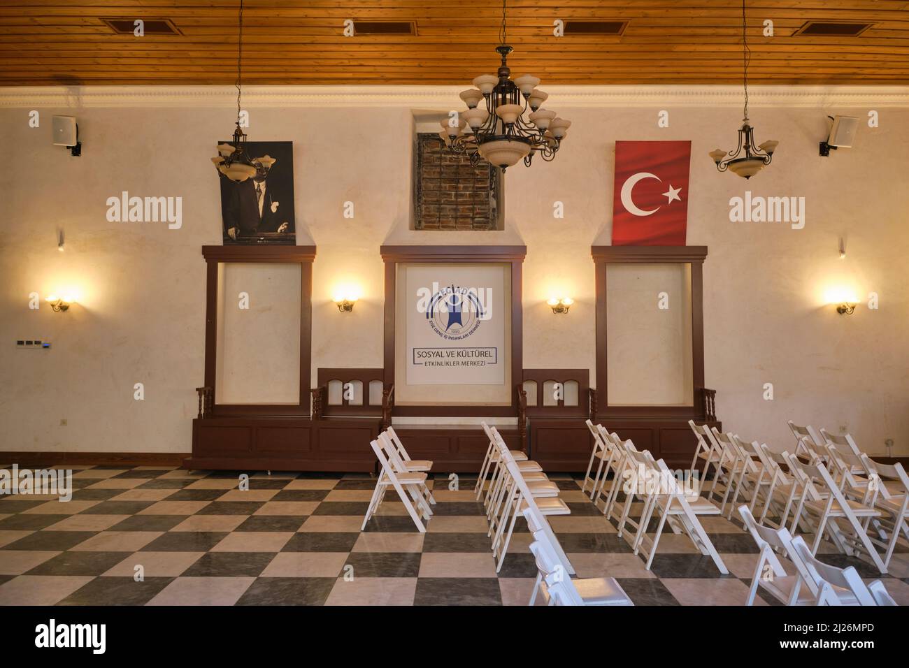 The interior, now a multi purpose meeting place. The bima still remains ...