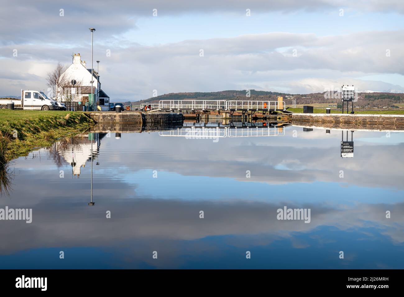 The Eastern sea lock gate and Lock House of The Caledonian Canal ...
