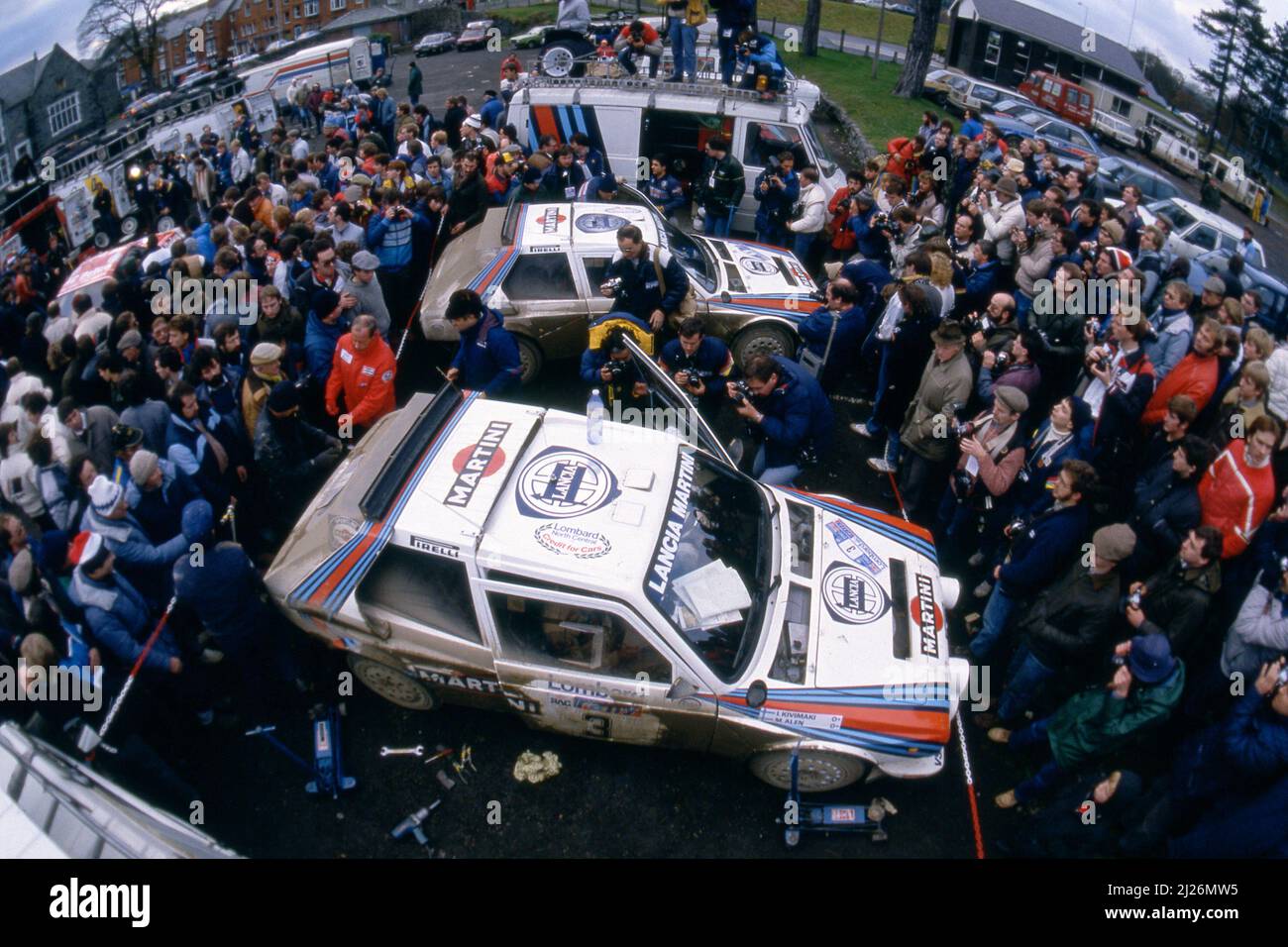 Lancia Delta S4 GrB Martini Racing Team during car park assistance ...