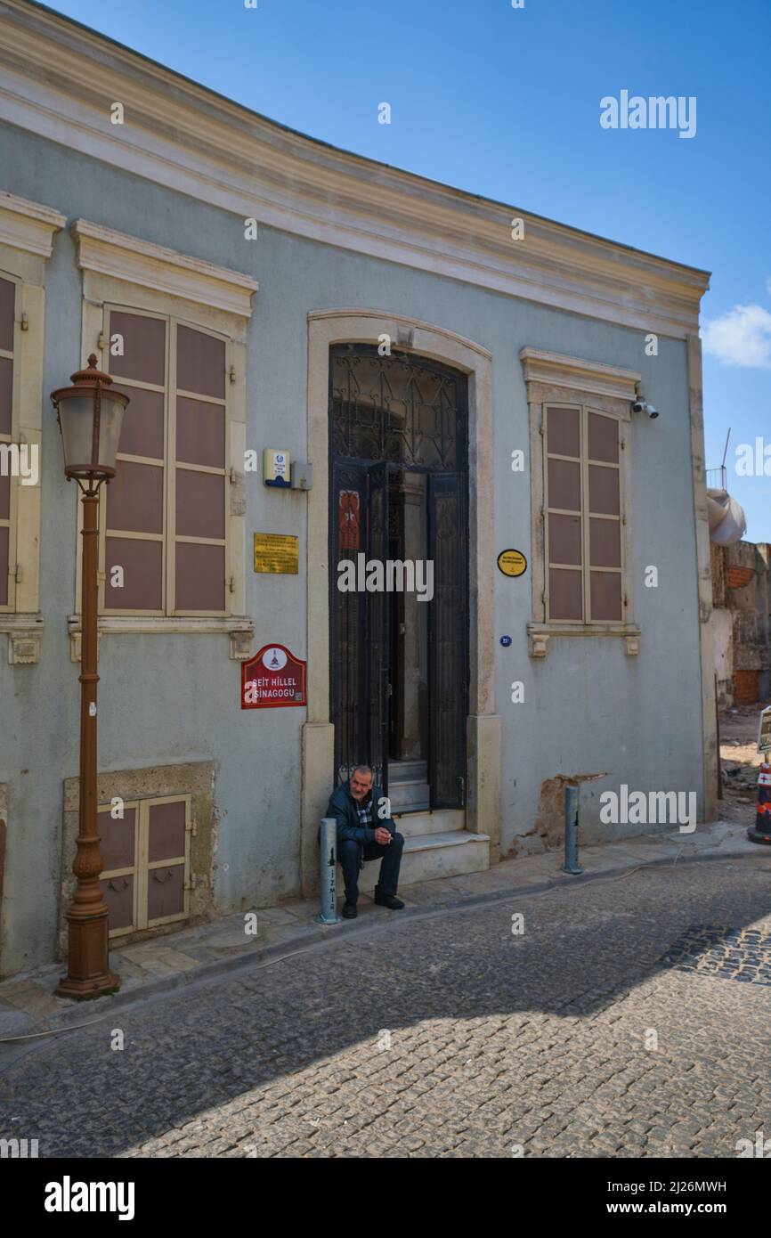 The exterior of Beit Hillel synagogue, now a restored museum. In Izmir ...