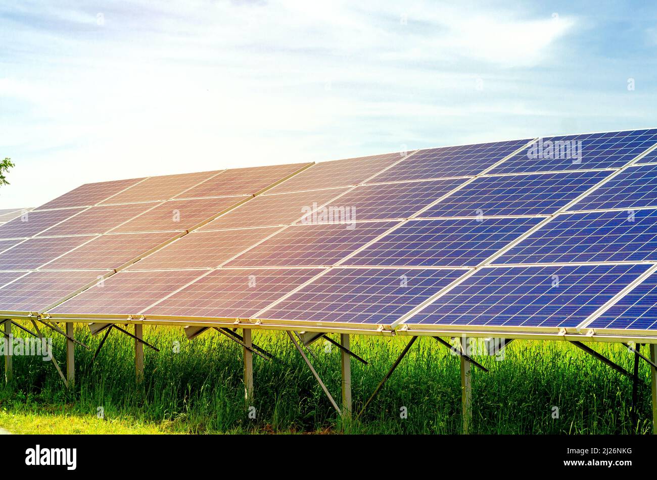 Solar panels in field. Solar energy. Alternative source of electricity ...
