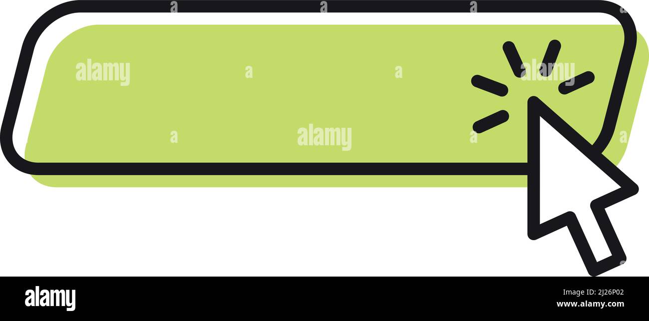 Action Button Click Here Element With Pointing Arrow Cursor Stock